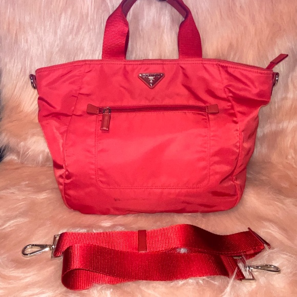 Prada | Bags | Prada Red Two Way Bag Authentic | Poshmark